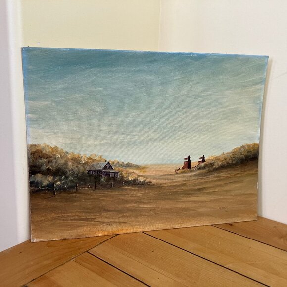 Hand Crafted | Art | Prairie Homestead Original Oil Painting Grain ...